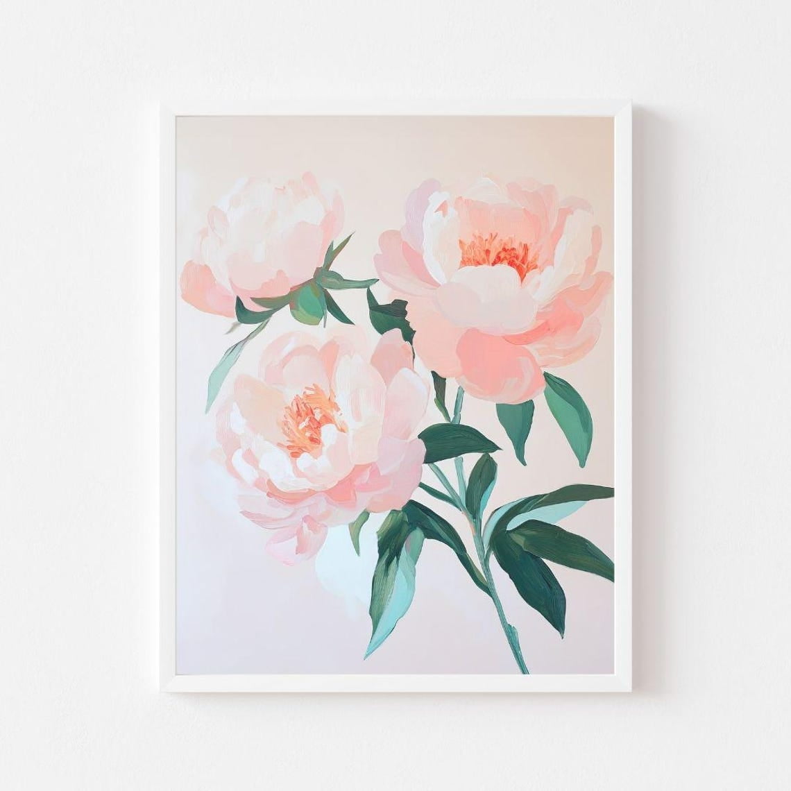 Kna Prints - Pink Peonies Painting Pastel Peony Flower Wall Art Print ...