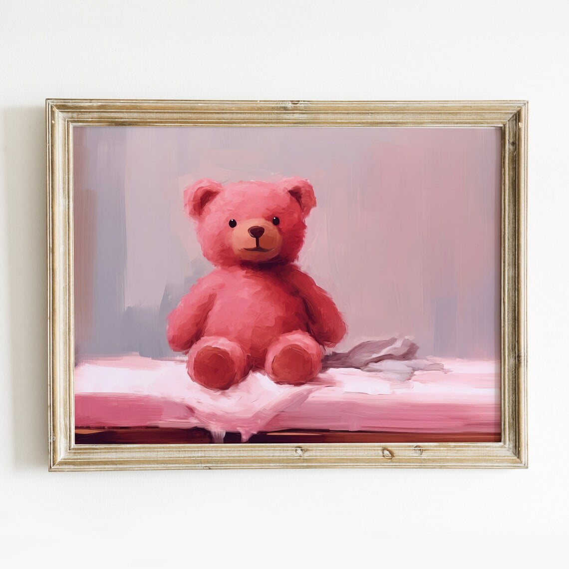 Kna Prints - Pink Vintage Teddy Bear Girly Wall Art Print, Trendy Wall ...
