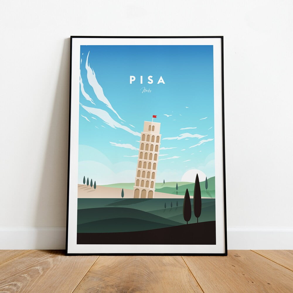 Kna Prints - Pisa Traditional Travel Print - Italy, Pisa Poster, Italy ...
