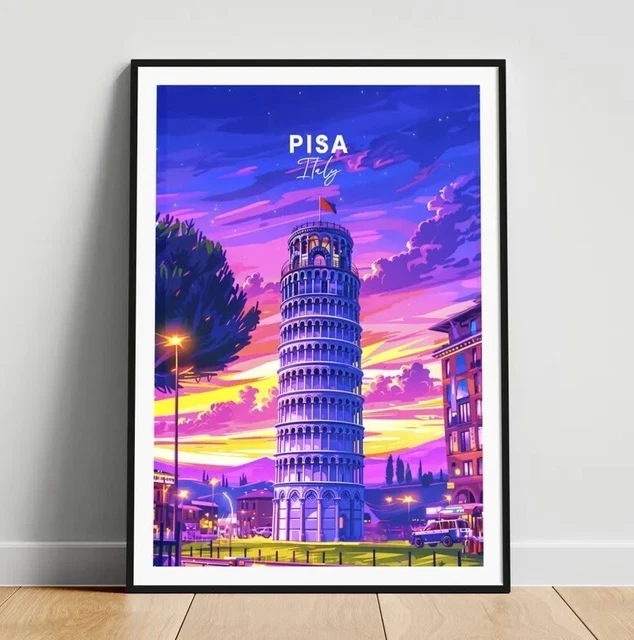 Kna Prints - Pisa Travel Print - Italy Travel Poster, Leaning Tower Of Pisa Poster For Home ...