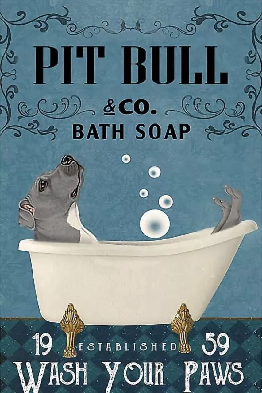 Kna Prints - Pit Bull, Bath Sink ' Pitbull And Bath Soap, Wash Your ...