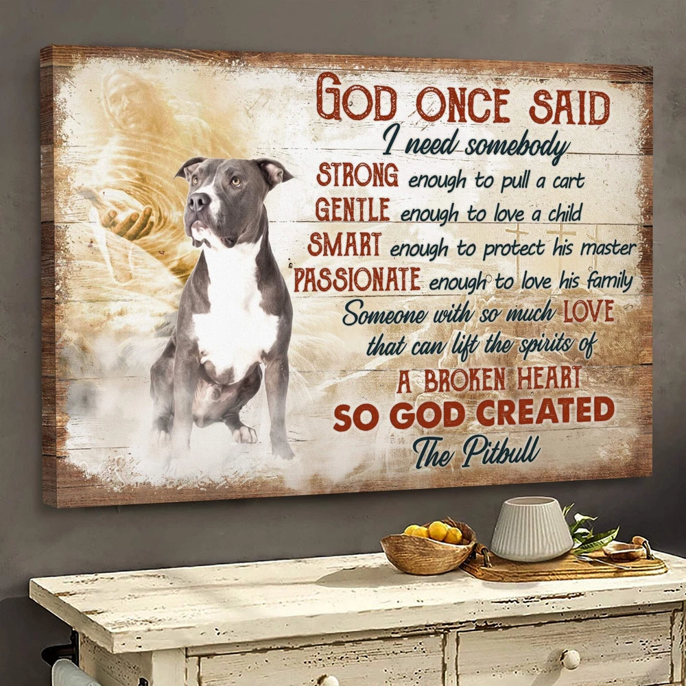 Kna Prints - Pit Bull - So God Created Pit Bull Landscape Print ...