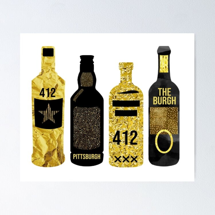 Kna Prints - Pittsburgh 412 Alc Bottles Poster, UNFRAMED-24x36 ...