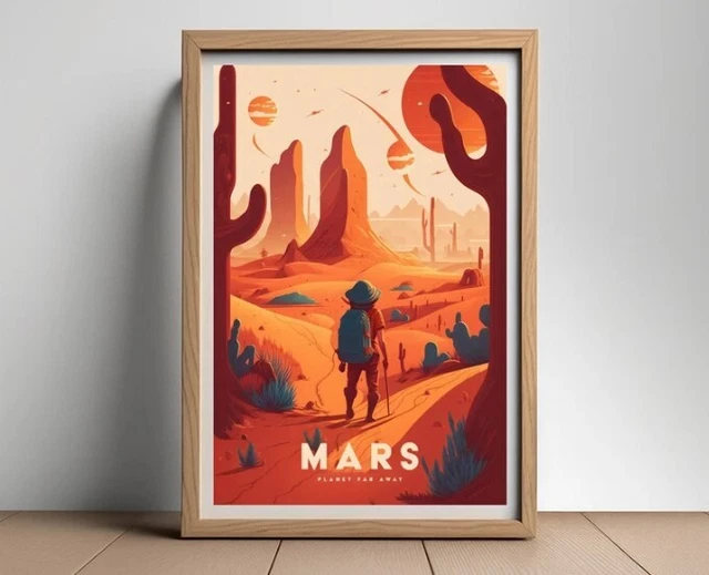 Kna Prints - Planet Mars Travel Poster,Planet Mars Wall Art Print,Mars ...
