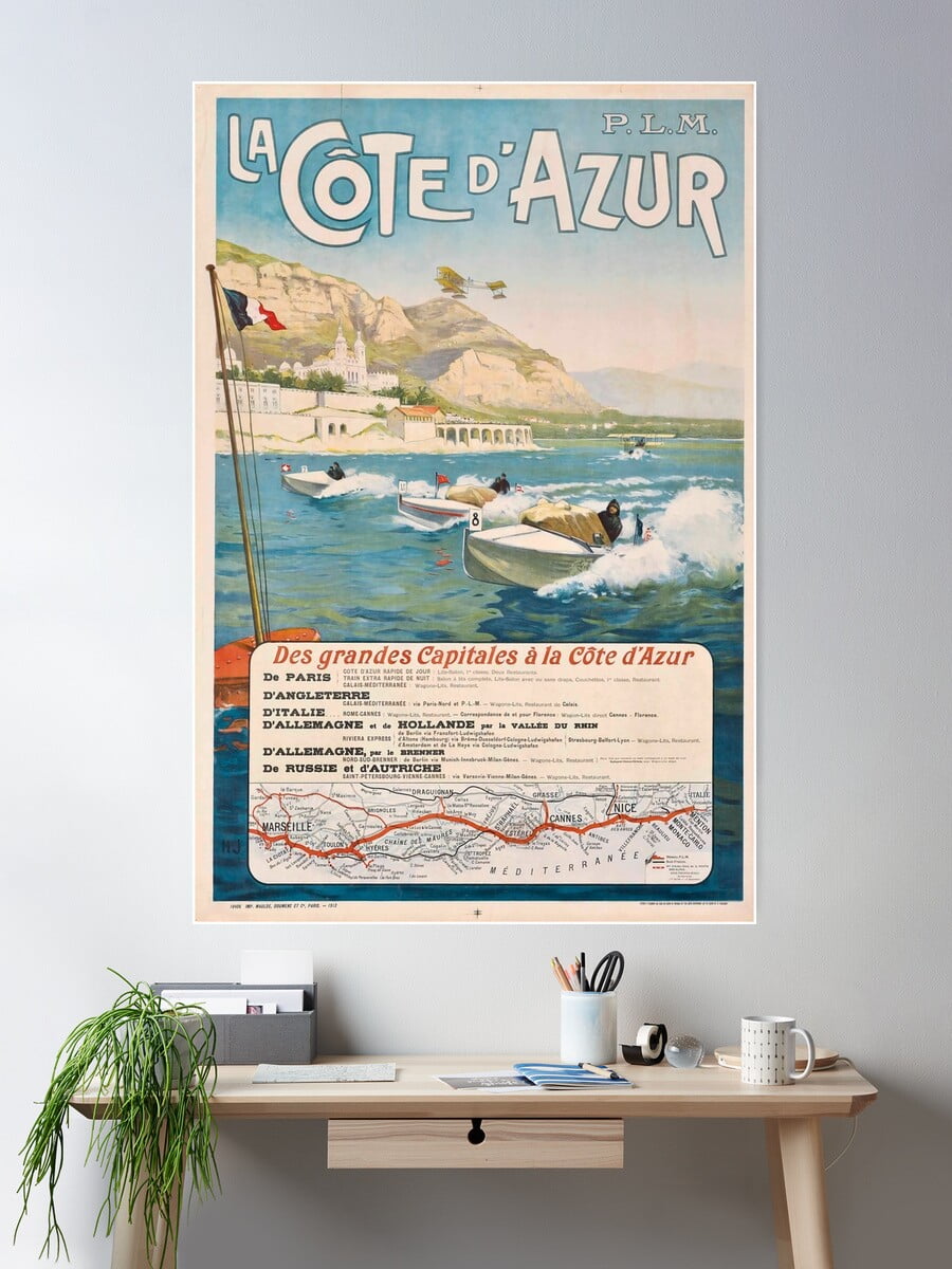 Kna Prints - Plm La Cote De Azur Vintage Travel For Home Decor, Living ...