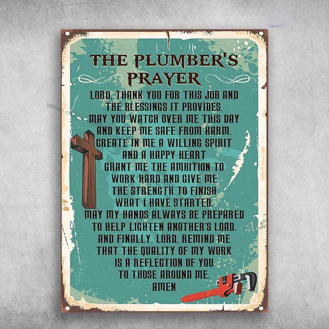 Kna Prints - Plumber Poster, The Plumber'S Prayer, Lord, Thank You For ...