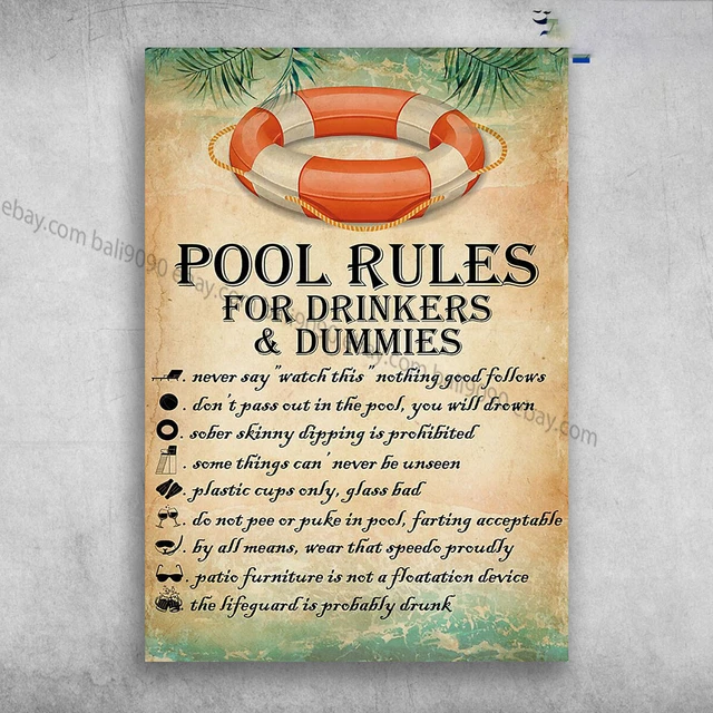 Kna Prints - Poll Rules - Pool Rules For Drinkers And Dummies, Never ...