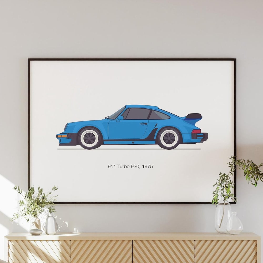 Kna Prints - Porsche 911 Turbo 930 Poster Â€“ Classic 1975 Porsche ...