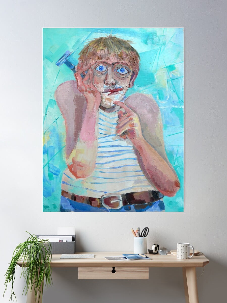 Kna Prints - Portrait Of A Shaving Man Poster Wall Art, Modern Wall ...