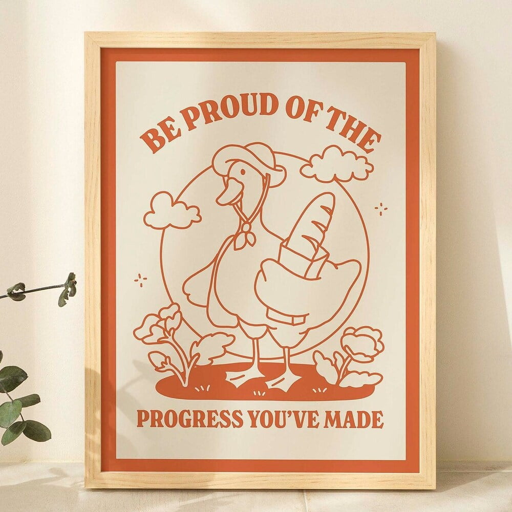 Kna Prints - Positive Goose Wall Print, Motivation Quote, Baguette Duck ...