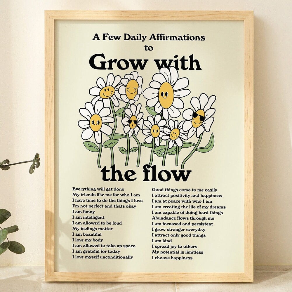 Kna Prints - Positive Selfcare Affirmations, Aesthetic Flowers Poster ...