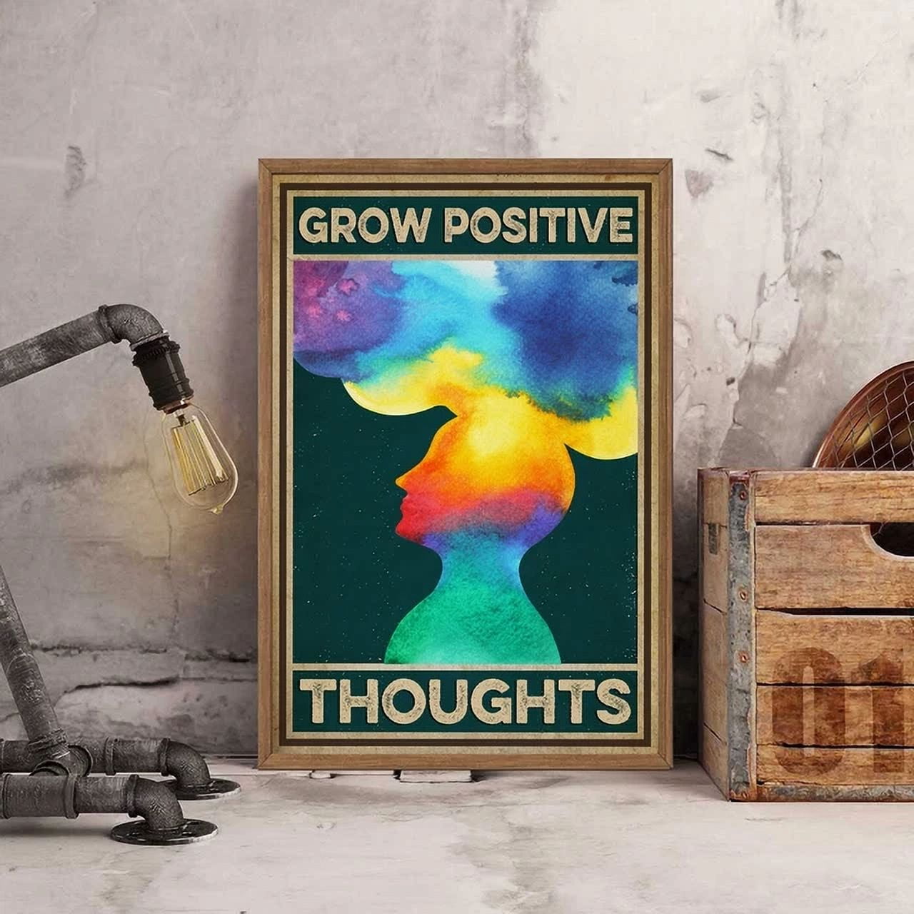 Kna Prints - Positive Vintage Poster Art, Grow Positive Thoughts Poster ...