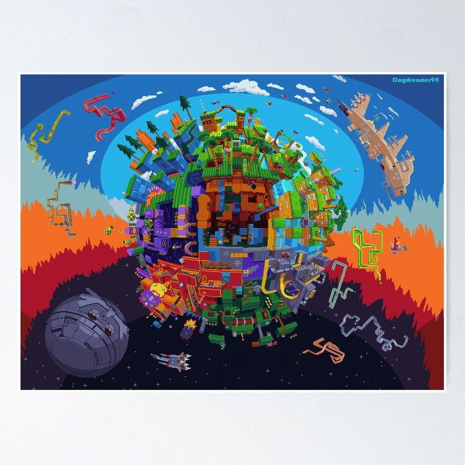 Kna Prints - Poster A Sonic 2 Pixel Globe, UNFRAMED-18x24 - Walmart.com