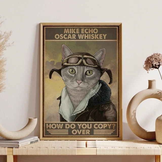 Kna Prints - Poster Airplane Black Cat Pilot Print, Mike Echo Oscar ...