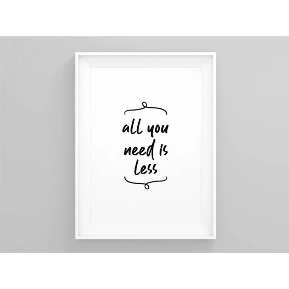 Kna Prints - Poster All You Need Is Less Poster Motivation Wall Art New ...