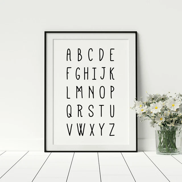 Kna Prints - Poster Alphabet Handwriting Style Artwork Children Bedroom ...
