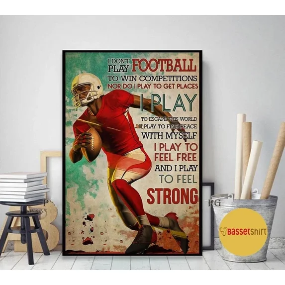 Kna Prints - Poster American Football I Play Poster, UNFRAMED-8x12 ...