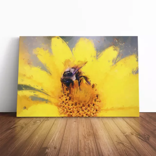 Kna Prints - Poster Bee Collecting Pollen In Abstract Flowers Floral ...