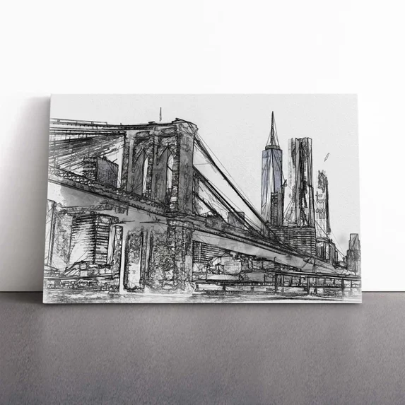 Kna Prints - Poster Brooklyn Bridge In New York In Abstract Skyline ...