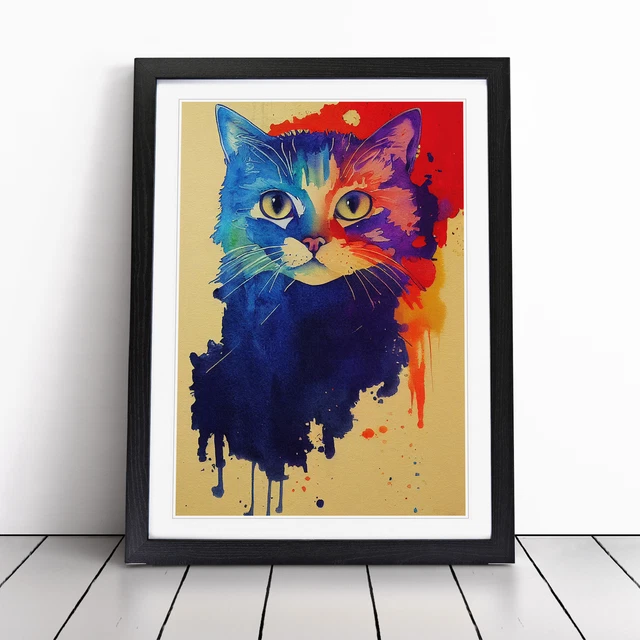 Kna Prints - Poster Cat In Paint No.2 Picture Poster Home Decor ...
