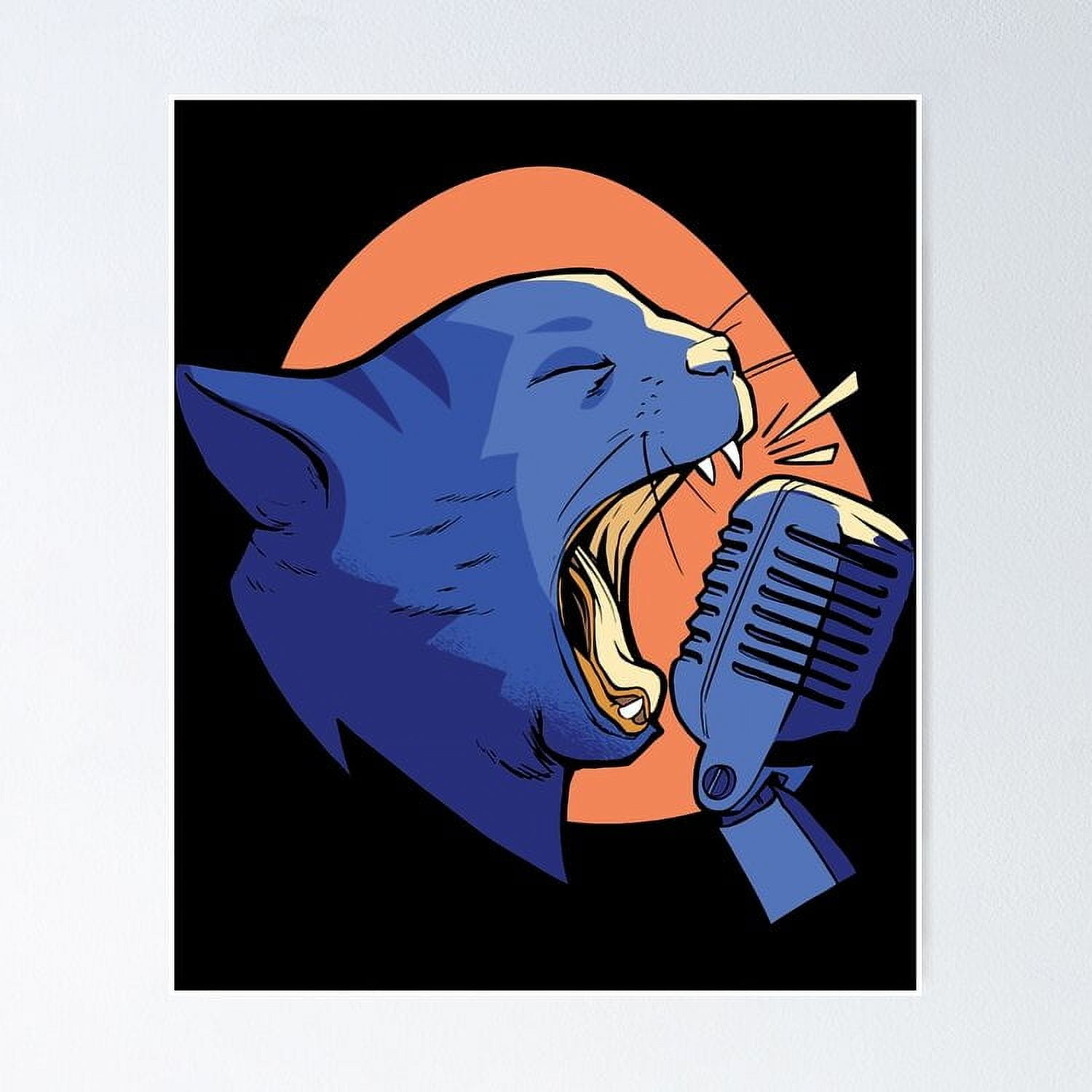 Kna Prints - Poster Cat Scream Signing Rock N Roll Punker Artwork ...