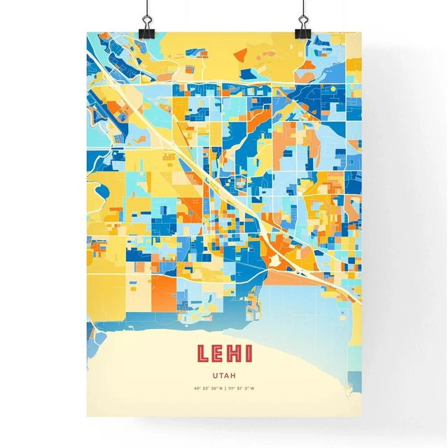 Kna Prints - Poster Colorful Lehi Utah Blue Orange Fine Art Print Lehi ...