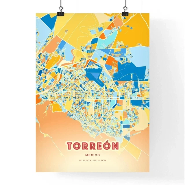 Kna Prints - Poster Colorful Torren Mexico Blue Orange Fine Art Print ...