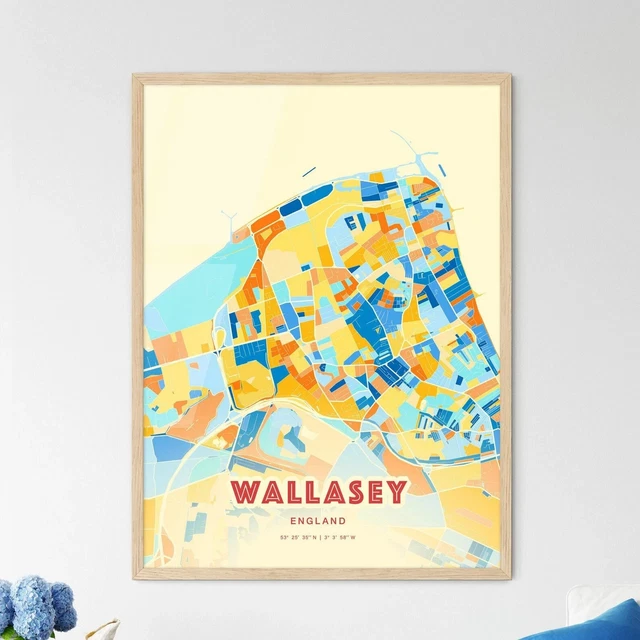 Kna Prints - Poster Colorful Wallasey England Blue Orange Fine Art ...