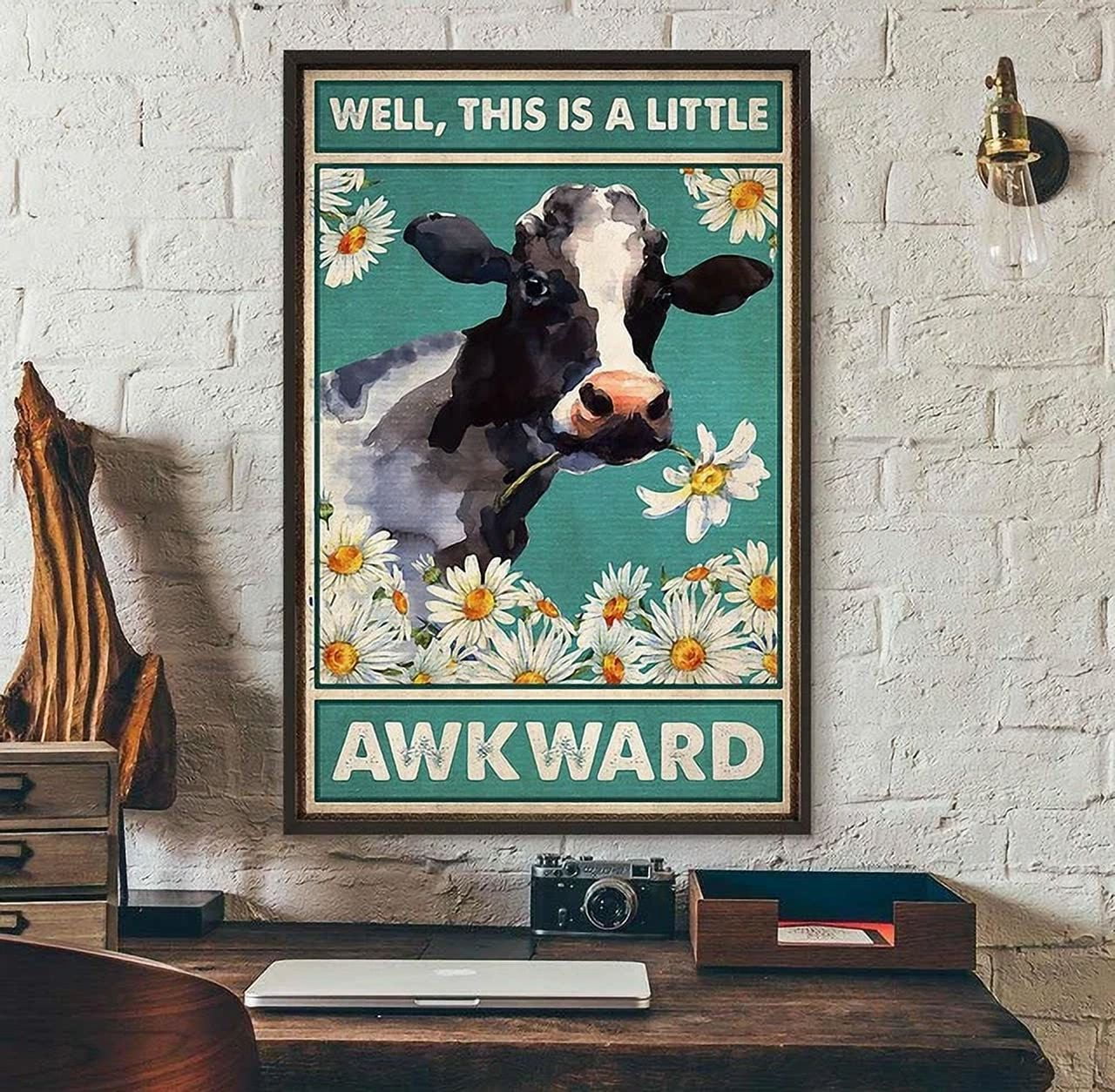 Kna Prints - Poster Cow Flower Well This Is A Little Awkward Funny ...