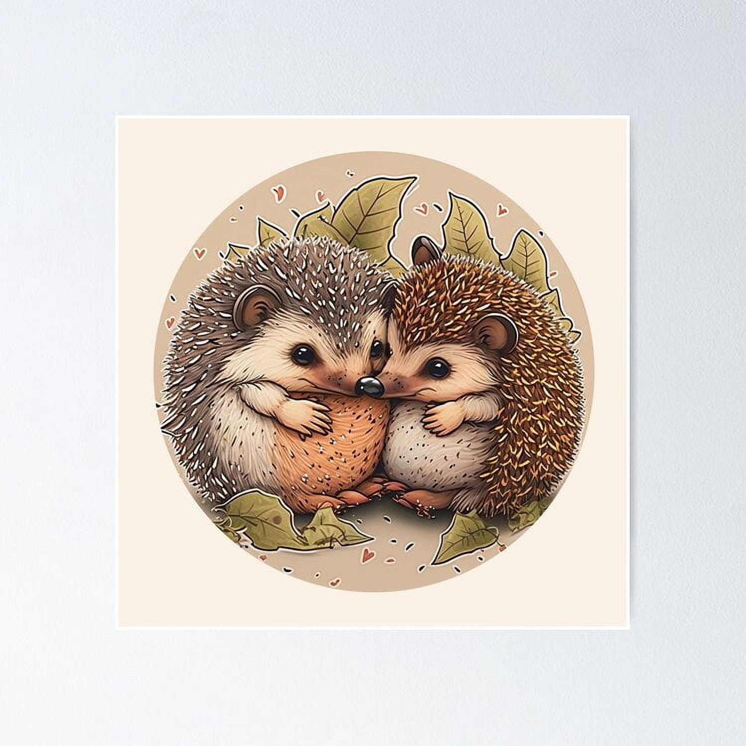 Kna Prints - Poster Cute Hedgehogs Hugging - Chibi Kawaii, UNFRAMED ...