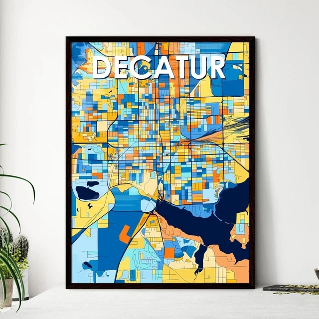 Kna Prints - Poster Decatur Illinois Art Map Poster Vibrant Unique Wall ...