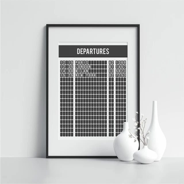Kna Prints - Poster Departures Board Quote Wall Art Traveller Wall Art ...