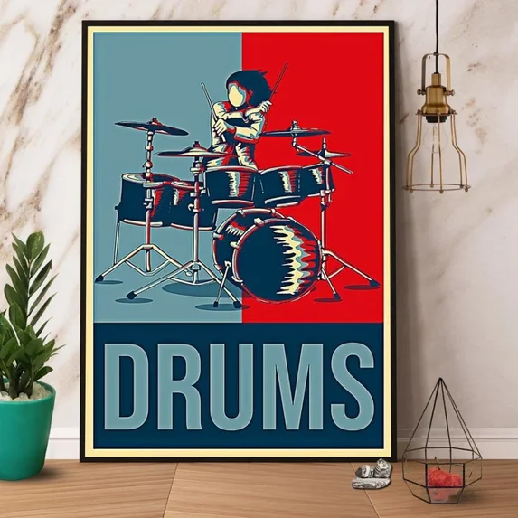 Kna Prints - Poster Drummer Cool Drum Man Vertical Paper Posterrame ...