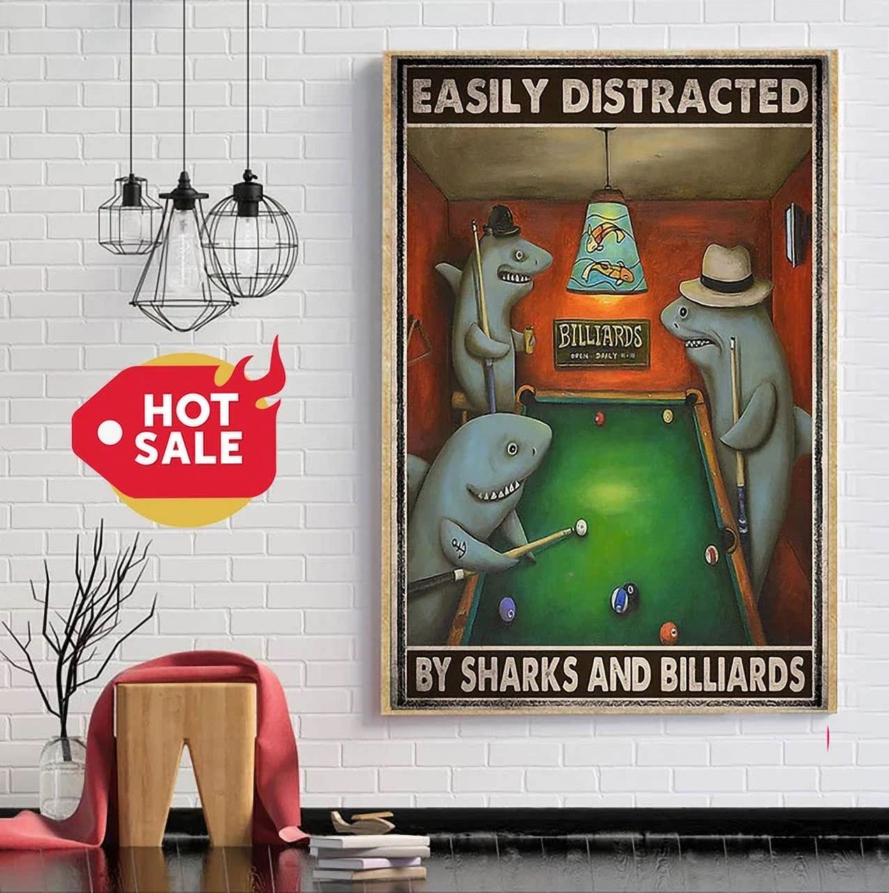 Kna Prints - Poster Easily Distracted By Sharks And Billiards Poster ...