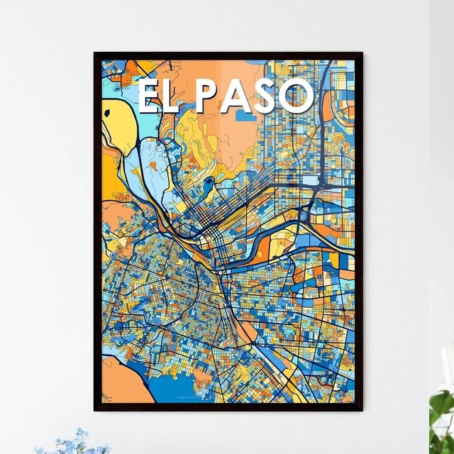 Kna Prints - Poster El Paso Texas Art Map Poster Vibrant Wall Decor For ...