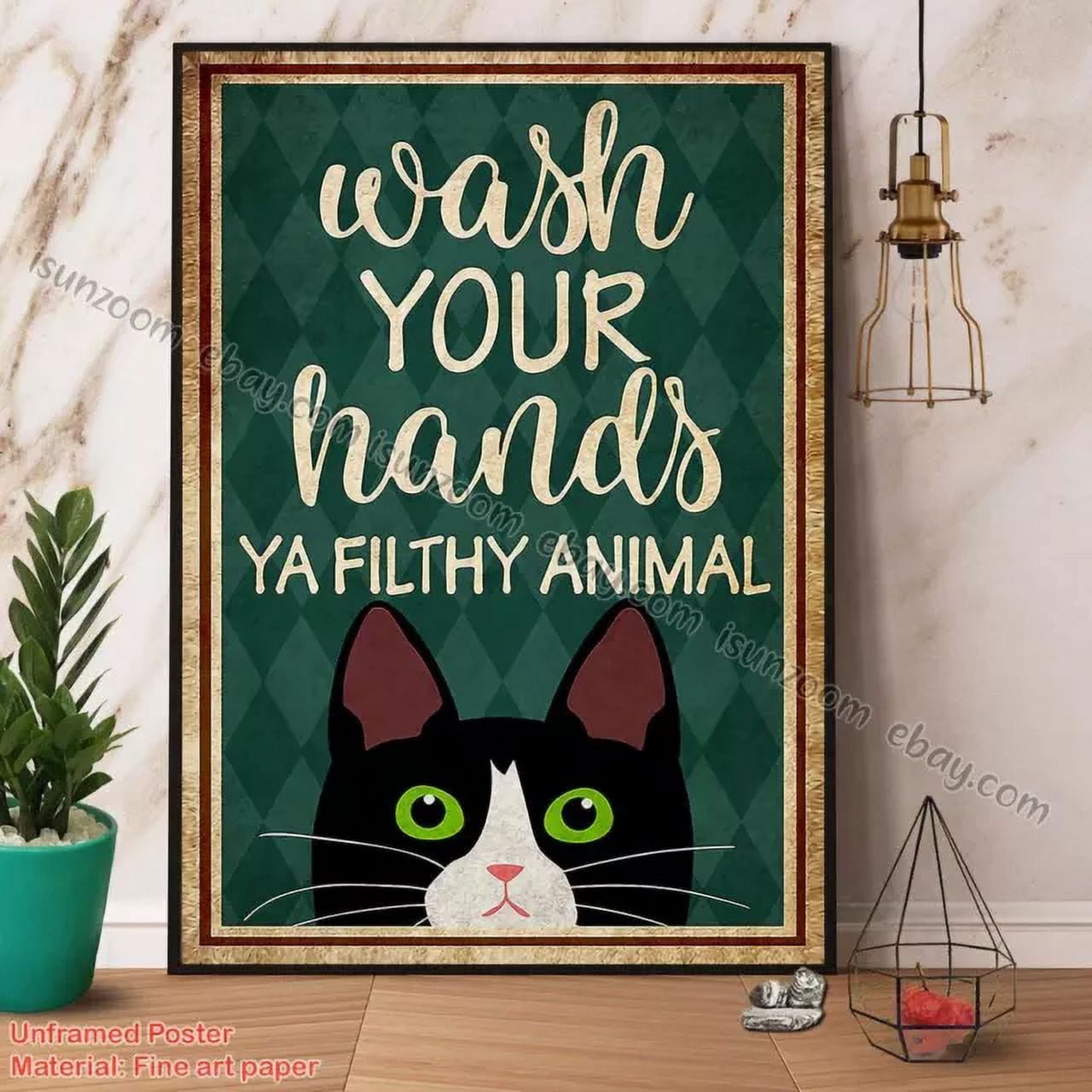 Kna Prints - Poster Funny Cat Wash Your Hands Ya Filthy Animal Paper ...