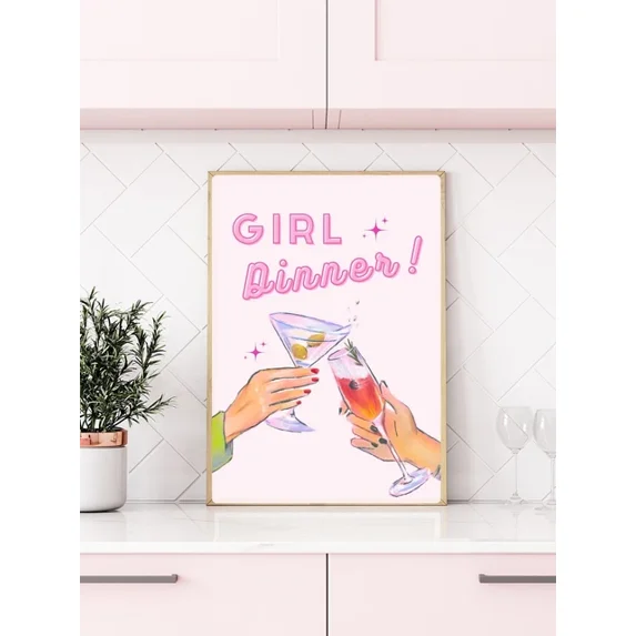 Kna Prints - Poster Girl Dinner Print Girly Room Decor College Dorm ...
