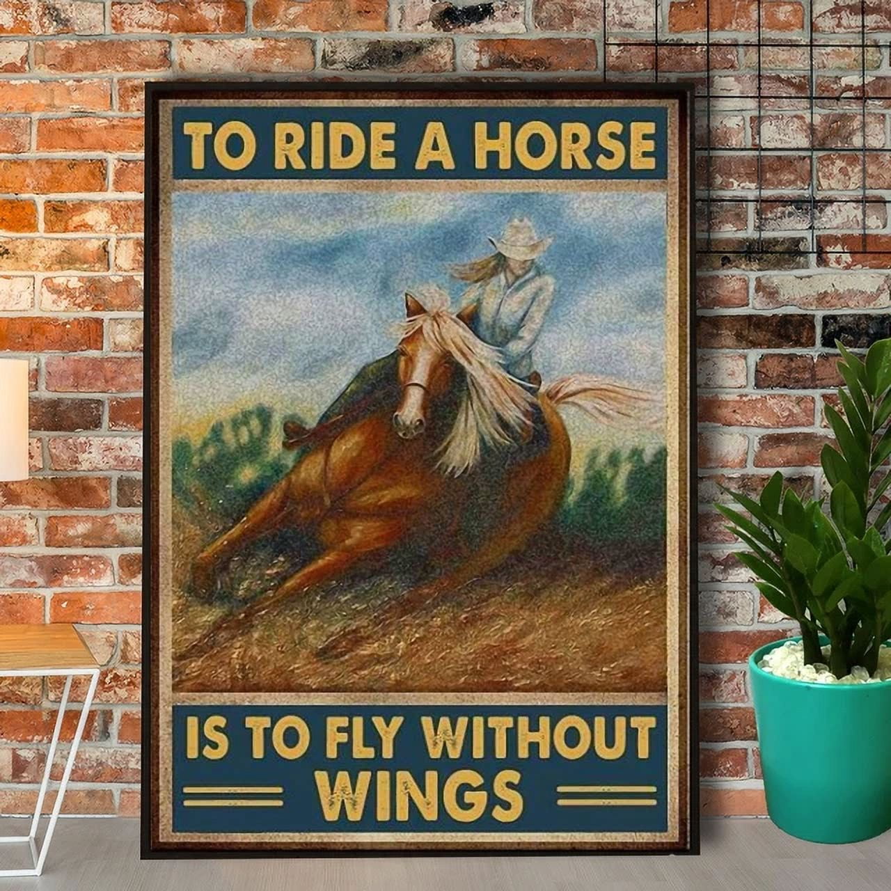 Kna Prints - Poster Girl Riding Horse To Ride A Horse Is To Fly Without ...
