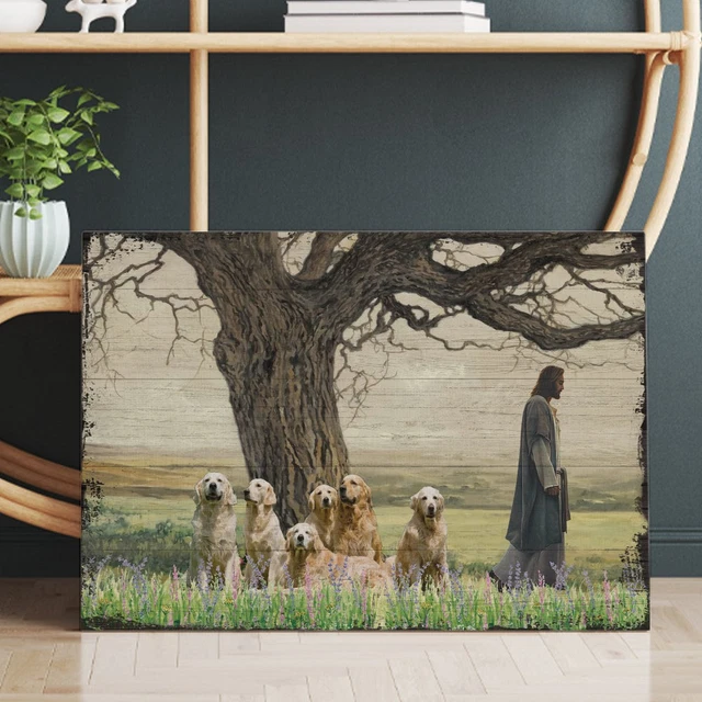 Kna Prints - Poster Golden Retriever Dog Walking With God For The Dog ...