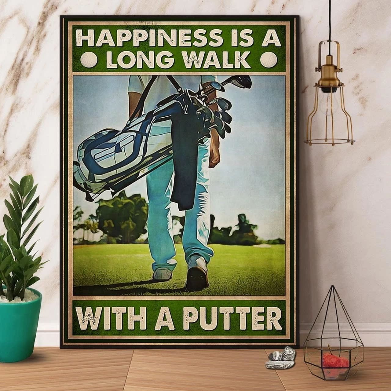 Kna Prints - Poster Golf Happiness Is A Long Walk With A Putter Paper ...