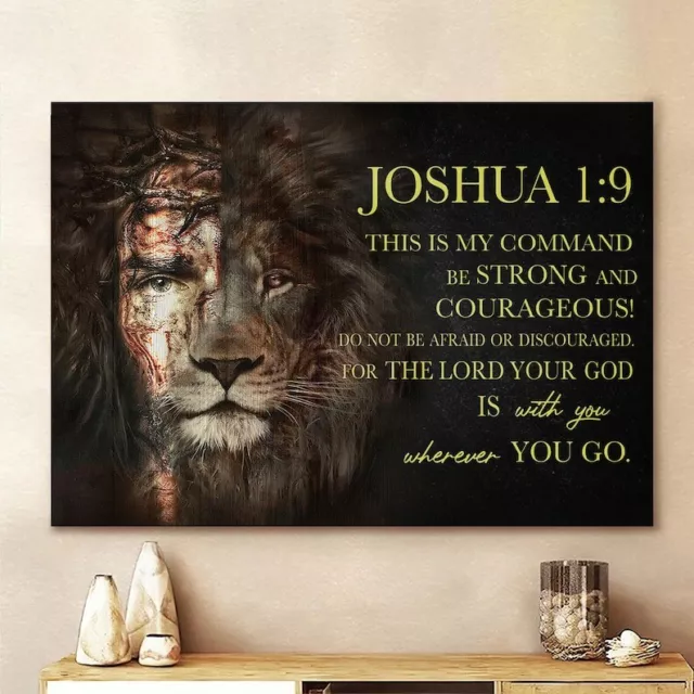 Kna Prints - Poster Half Jesus Half Lion Joshua 1 9 Be Strong ...