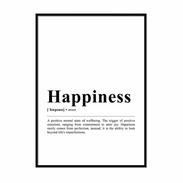 Kna Prints - Poster Happiness Dictionary Definition Quote Wall Art ...