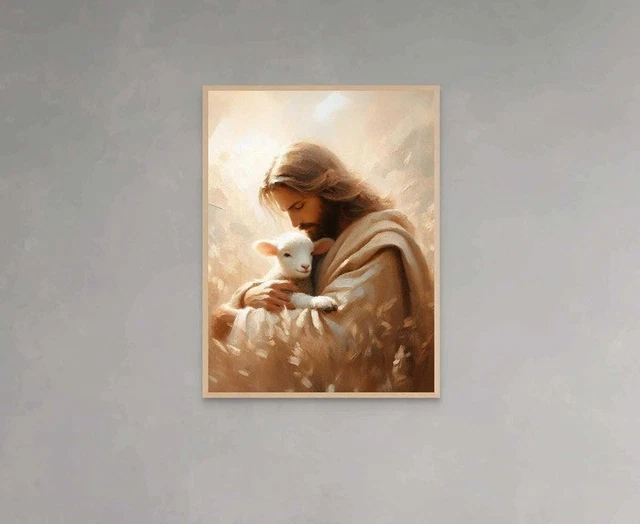Kna Prints - Poster He Saved The One, Christian Art, Jesus And Lamb ...