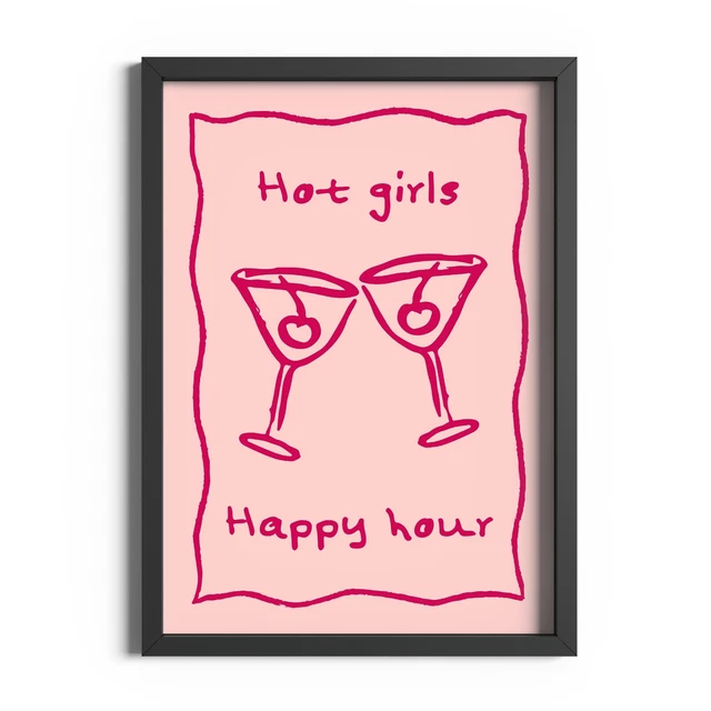 Kna Prints - Poster Hot Girls Happy Hour Pink Print Kitchen Picture ...