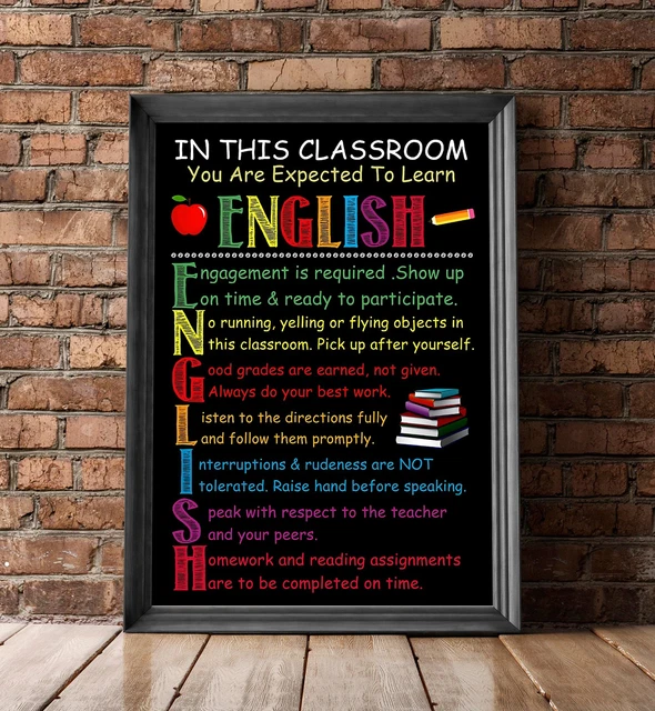 Kna Prints - Poster In This Classroom You Are Expected To Learn English ...