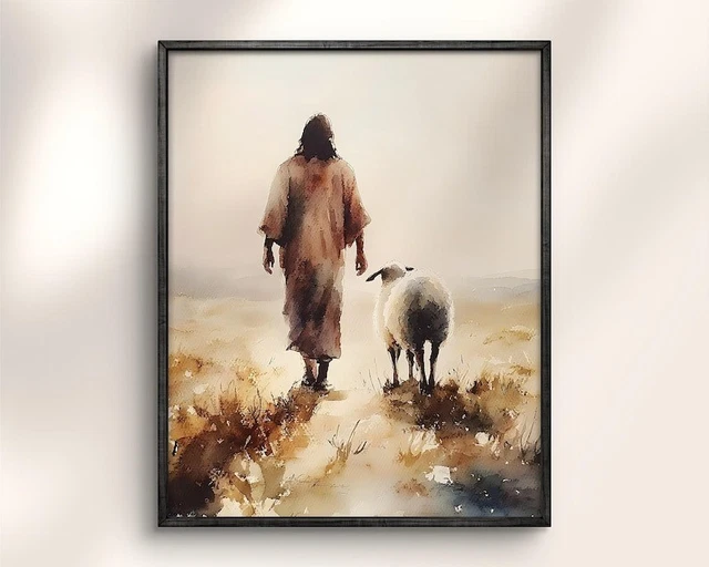 Kna Prints - Poster Jesus And The Lost Sheep Print, Jesus Christ With ...