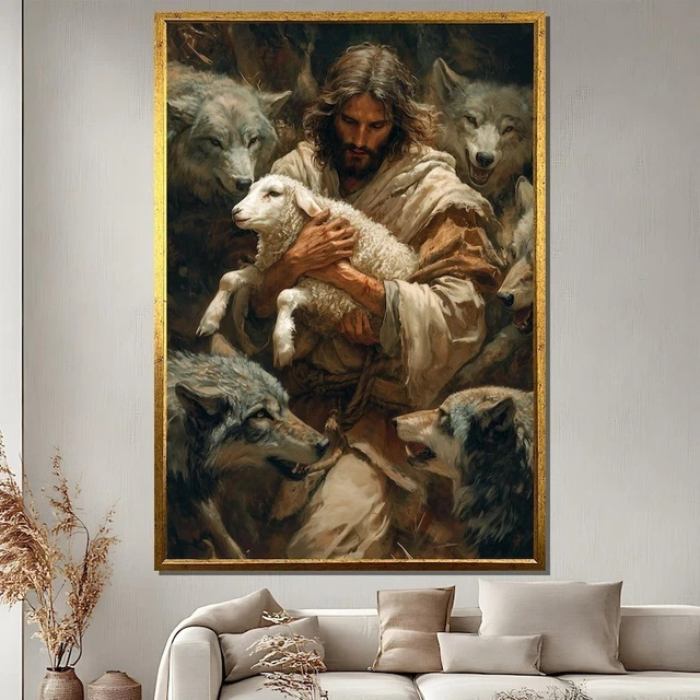 Kna Prints - Poster Jesus Holding The Lamb, Surrounded By Wolves ...