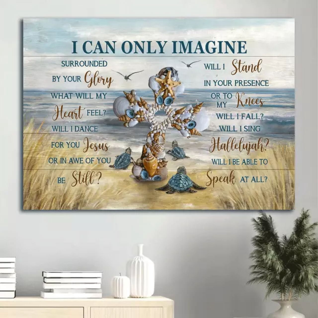 Kna Prints - Poster Jesus Poster - Beautiful Cross, Sea Turtle, Seagull ...