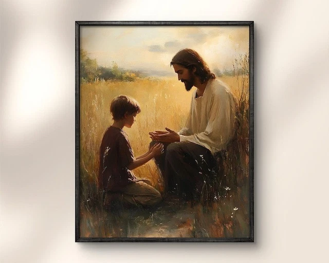Kna Prints - Poster Jesus Praying With Little Boy, Jesus And Boy ...