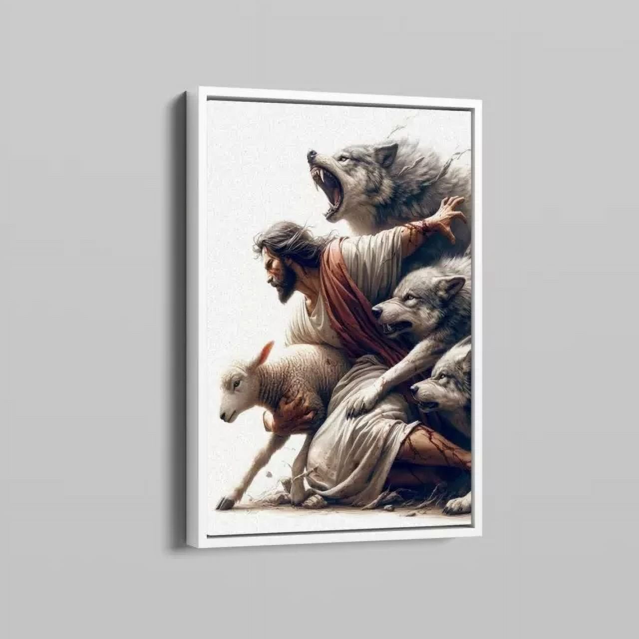 Kna Prints - Poster Jesus Saves The Lamb From The Wolves Poster ...